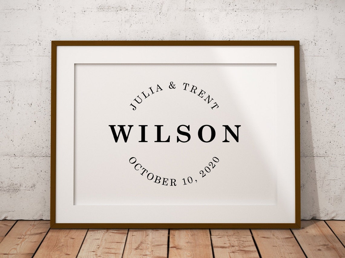 Wedding Logo Design With Last Name, Wedding Date, and Bride and Groom's ...