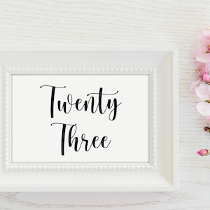 Table Numbers, Printable Template for Wedding, Black and White ...