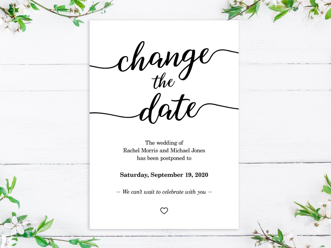 Change the Date Wedding Postponement Card for Email or Printing ...