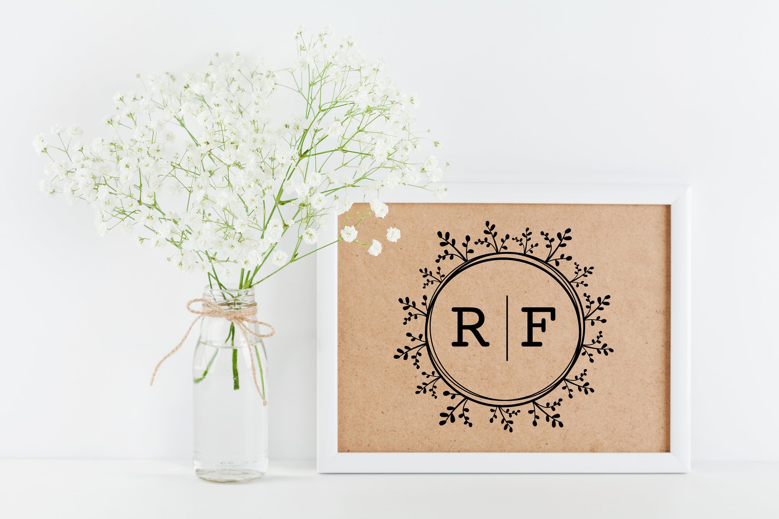 Rustic Wedding Logo Design, Monogram Crest, Wreath Wedding Logo ...