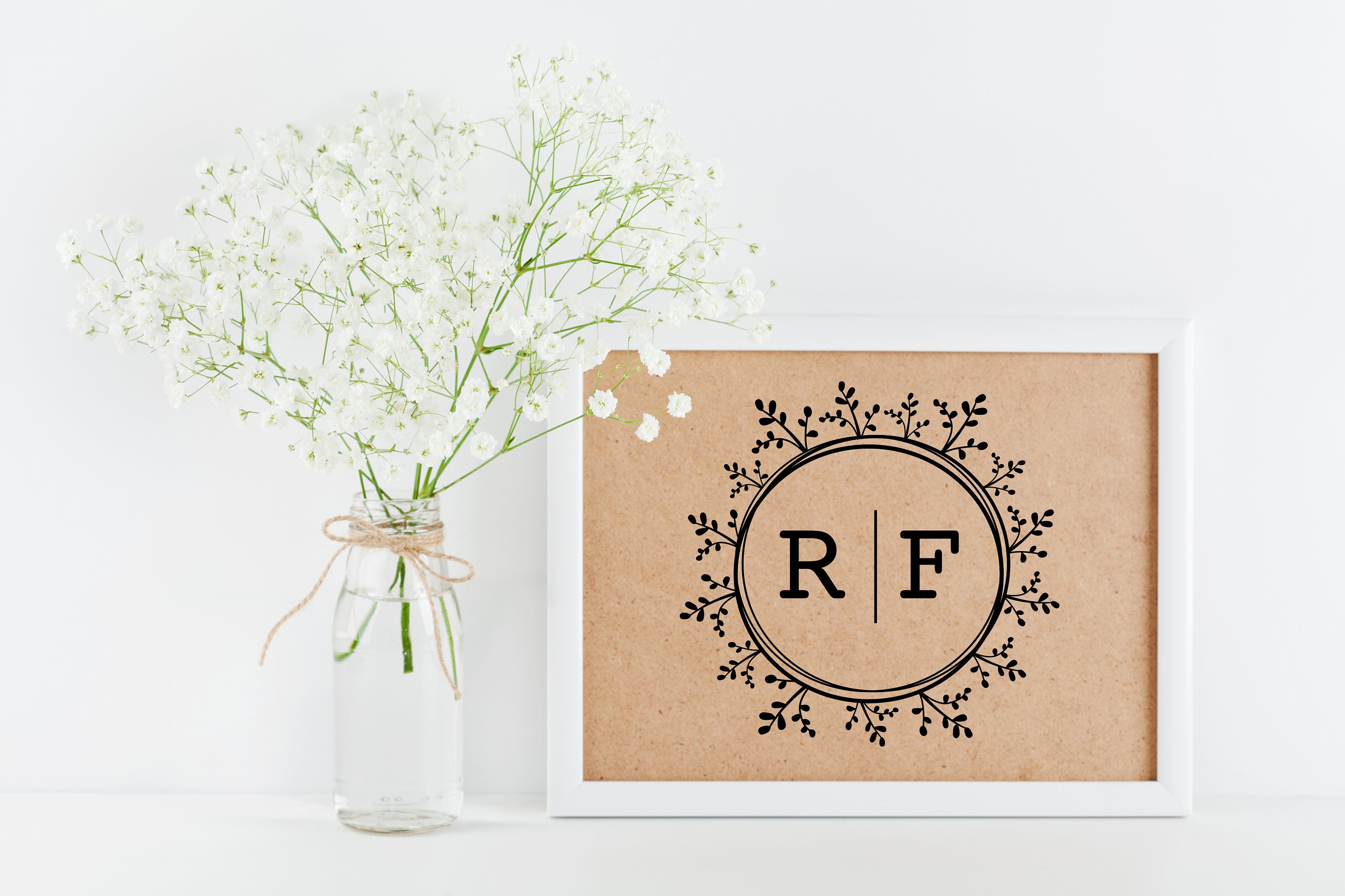 Rustic Wedding Logo Design, Monogram Crest, Wreath Wedding Logo ...