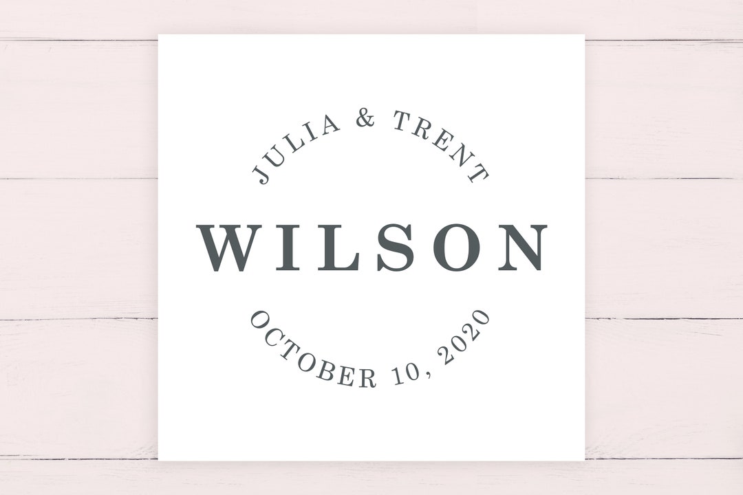 Wedding Logo Design With Last Name, Wedding Date, and Bride and Groom's ...