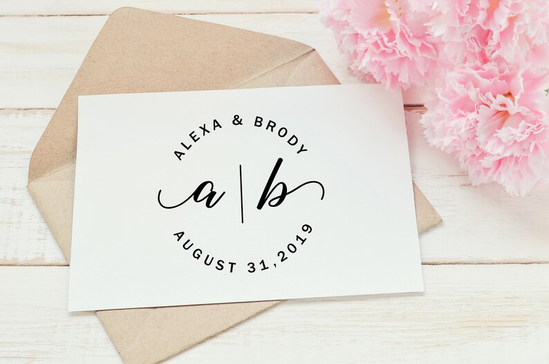 Wedding Logo Design With Bride and Groom's Names, Initials and Wedding ...