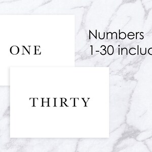 Table Numbers, Modern and Minimalist Black and White Numbers ...