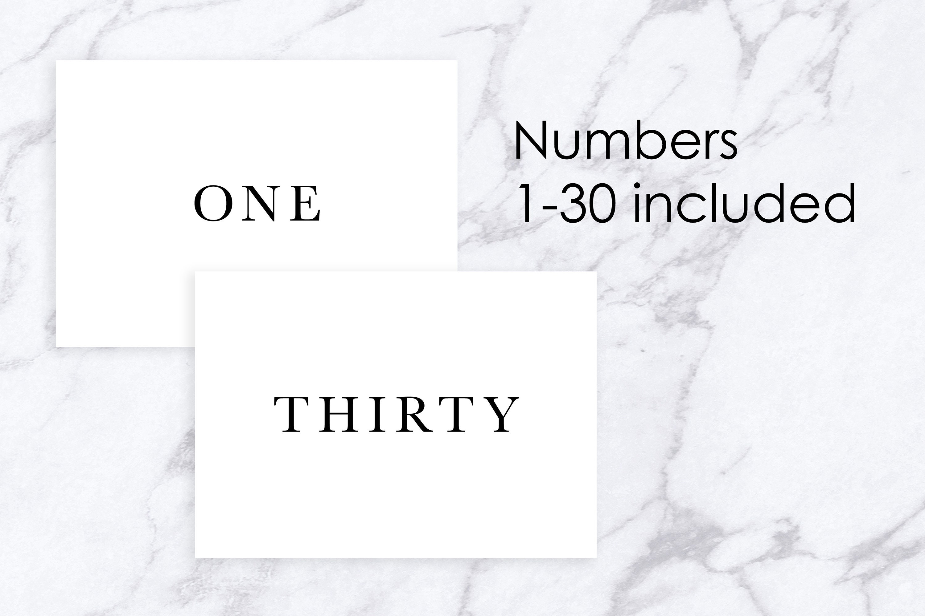 Table Numbers, Modern and Minimalist Black and White Numbers ...