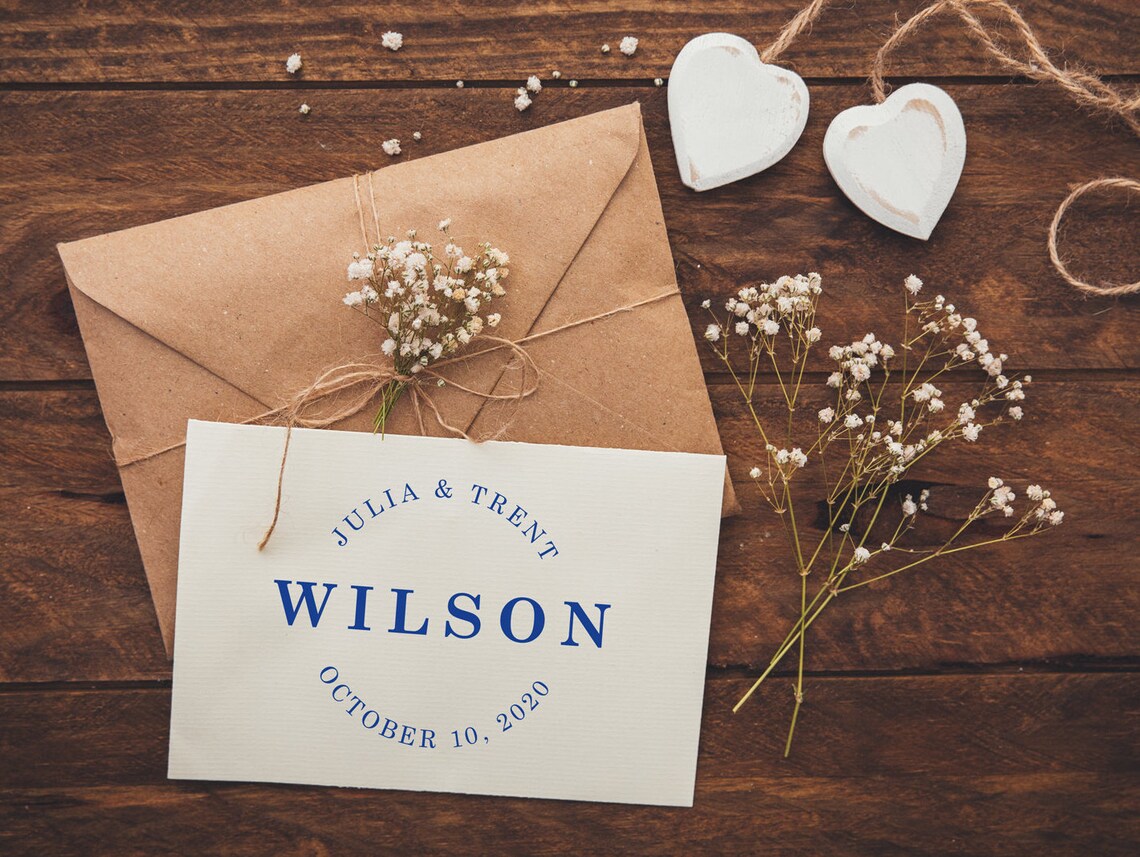 Wedding Logo Design With Last Name, Wedding Date, and Bride and Groom's ...