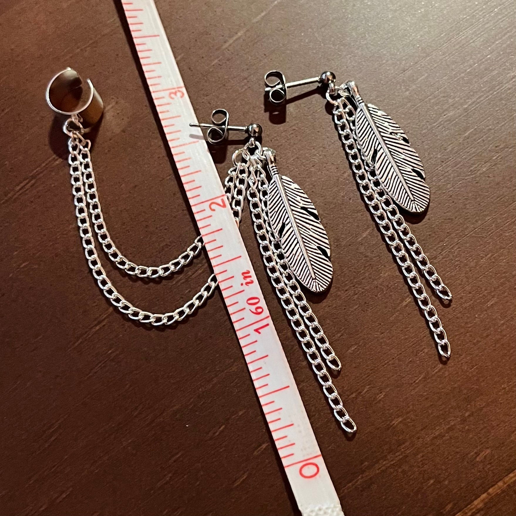 Feathery Dangly Ear Cuff Earring Set - Etsy