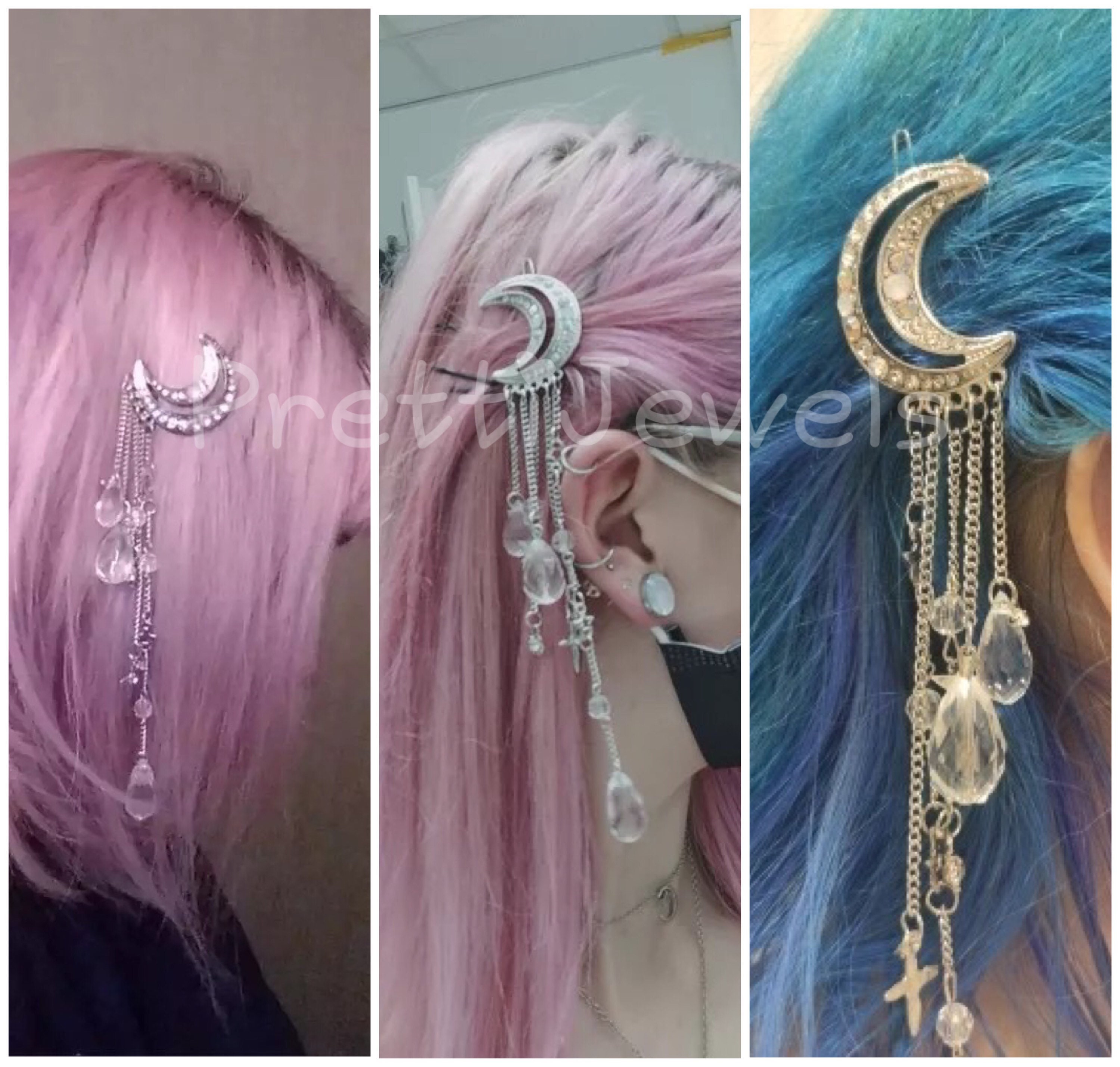 Dangly Crescent Moon Hair Clip - Etsy
