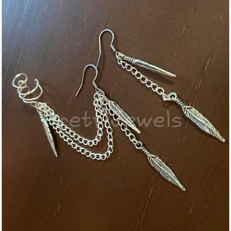 Simple Dangly Feathers Ear Cuff Earring Set - Etsy