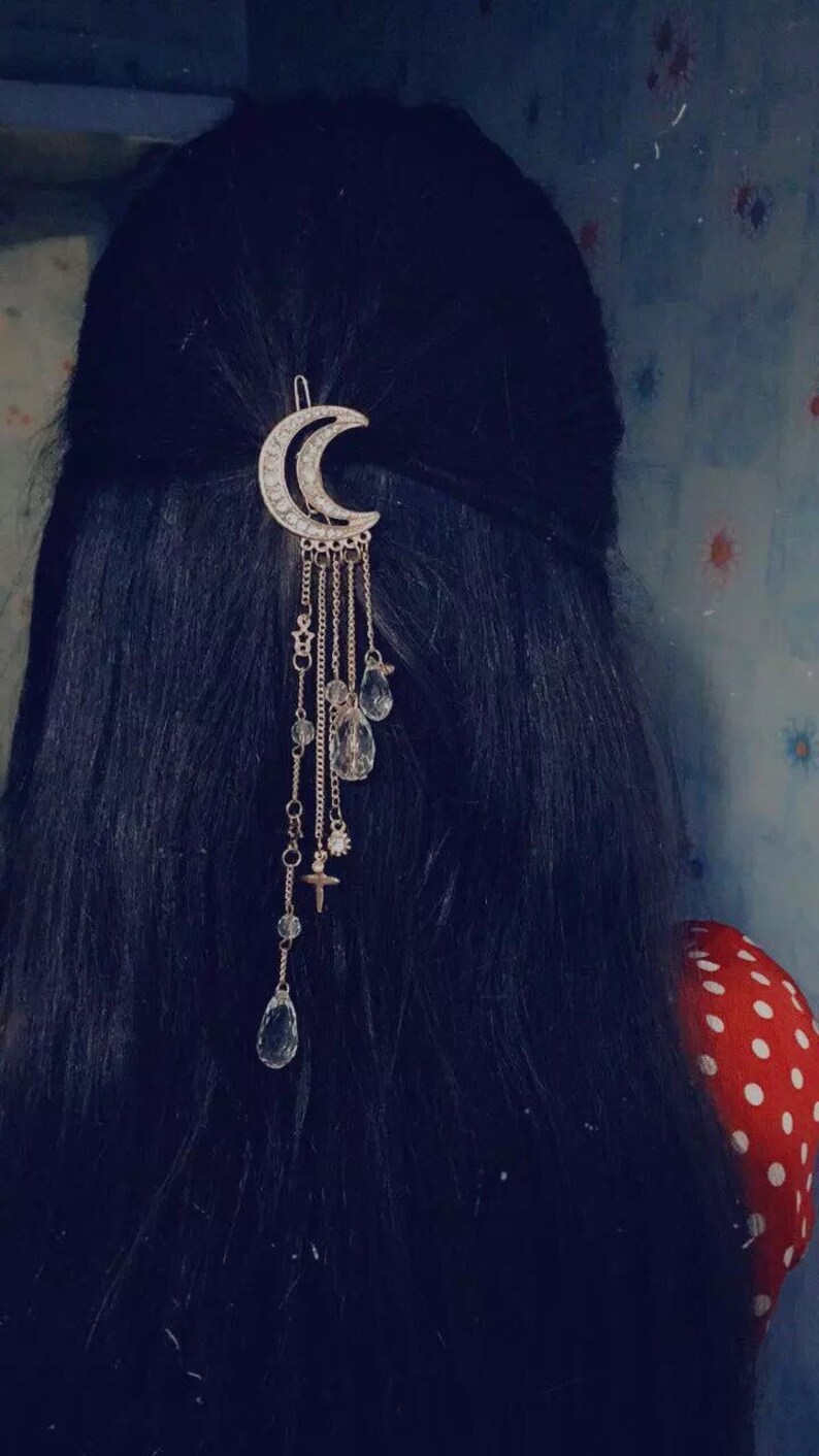 Dangly Crescent Moon Hair Clip - Etsy
