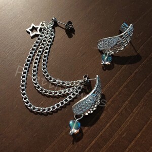 Double Piercing Wing Cartilage Chain Earrings - Etsy