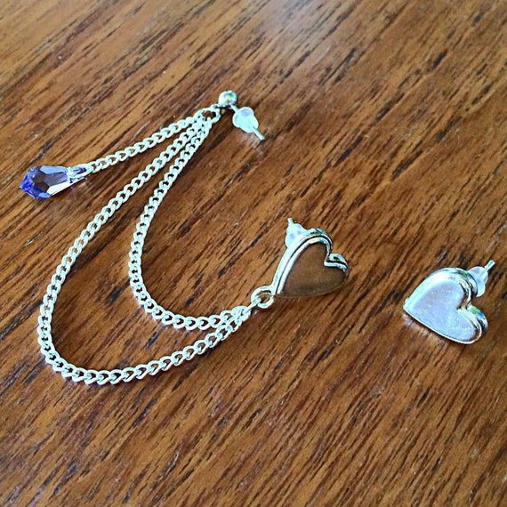 Purple Teardrop Heart Double Piercing Earrings - Etsy