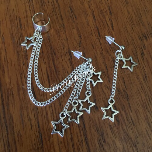 Star Ear Cuff Silver Ear Cuffs Earrings No Piercing Fake - Etsy