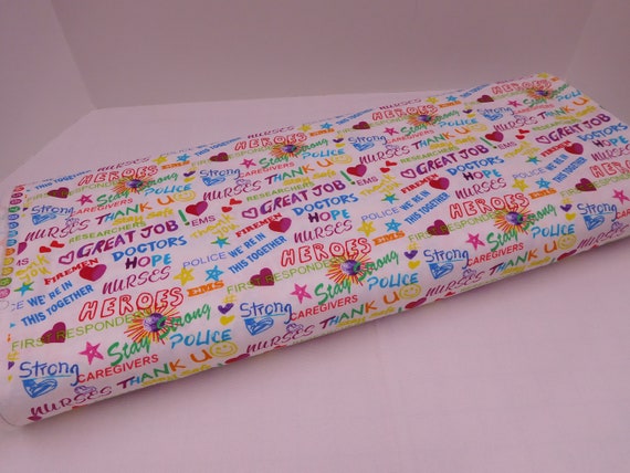 1205 Thank You Heroes Fabric Words of Thanks Fabric by the | Etsy