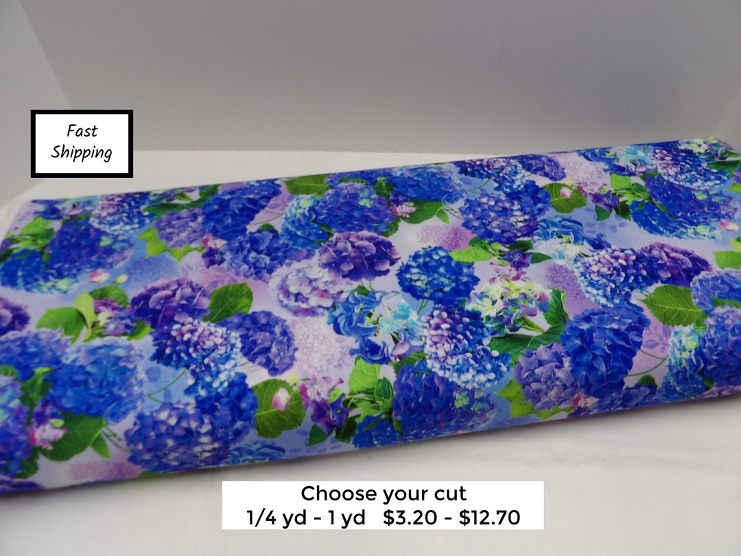 1599 Purple Hydrangea Fabric by the Yard; Fat Quarters, Yardage ...
