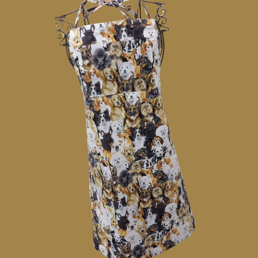 1278 Realistic Dog Faces Apron With Pockets - Bulldog, Pug, Poodle ...
