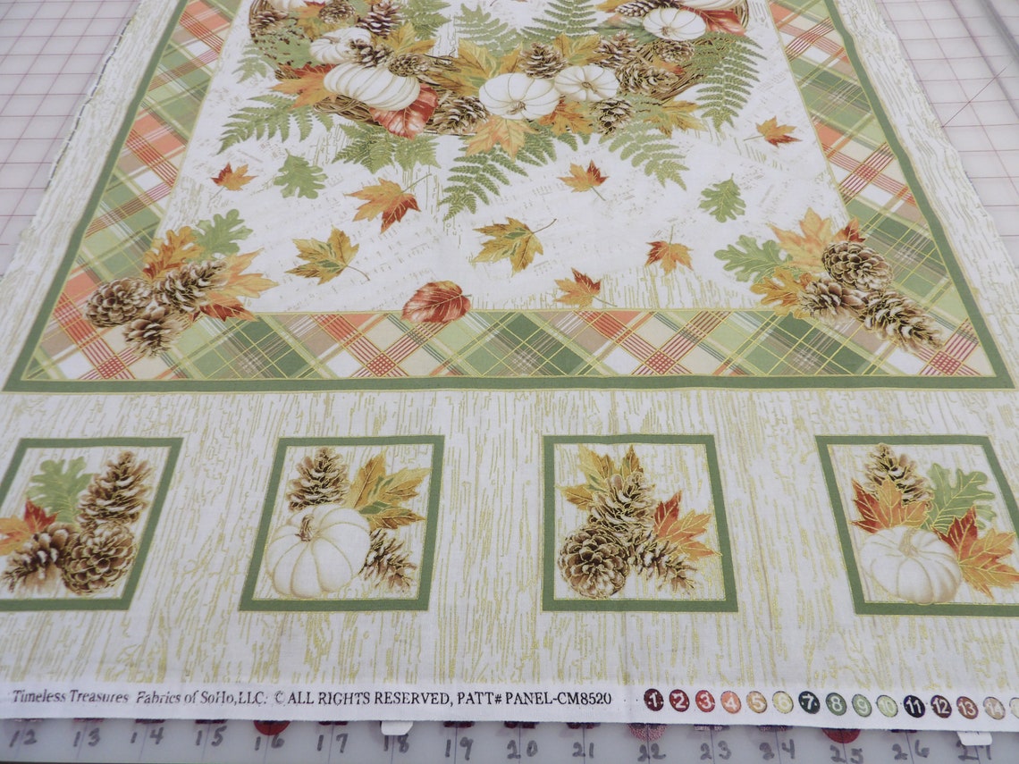 1288 Thanksgiving Wreath 100% Cotton Fabric Panel; Timeless Treasures ...
