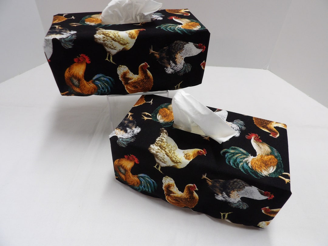 1279 Tossed Chickens Fabric Tissue Box Cover. Rectangular Tissue Box ...