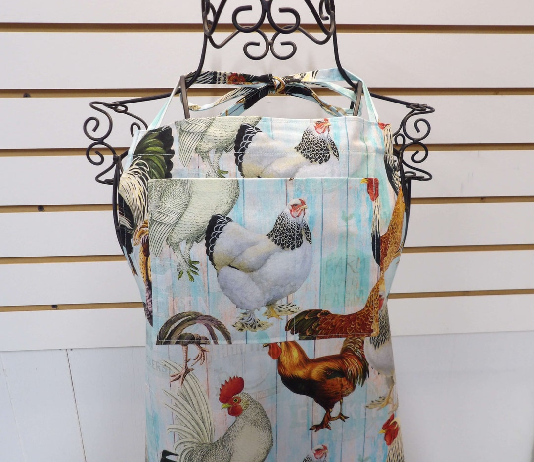 1508 Farmhouse Chicken Print Full Apron: Women's Kitchen Wear With ...