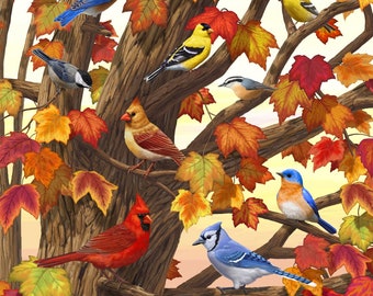 Blue Jay Bird 20x16 Fabric Panel 100% Cotton Fabric Quilting Fabric ...