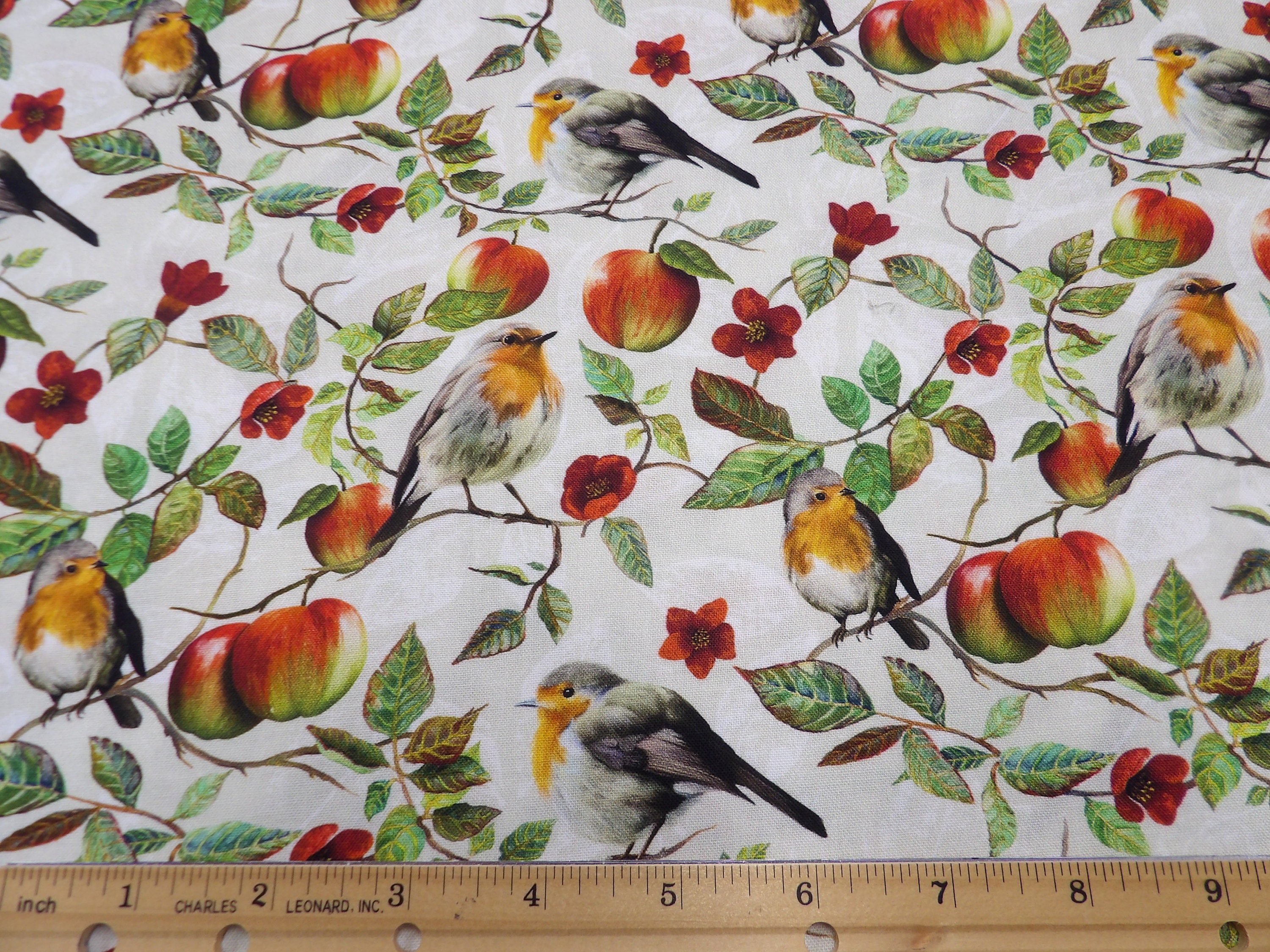 1656 Autumn Robins in Apple Trees 100% Cotton Fabric: Timeless ...