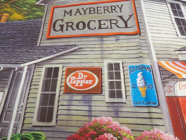 1565 Vintage Mayberry Grocery 100% Cotton Fabric Panel, 44" W X 35.5" L ...