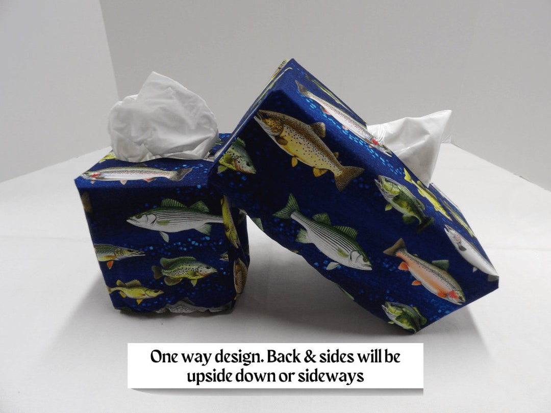 1661 Fishing Themed Tissue Box Covers. Square, Rectangular Fabric ...