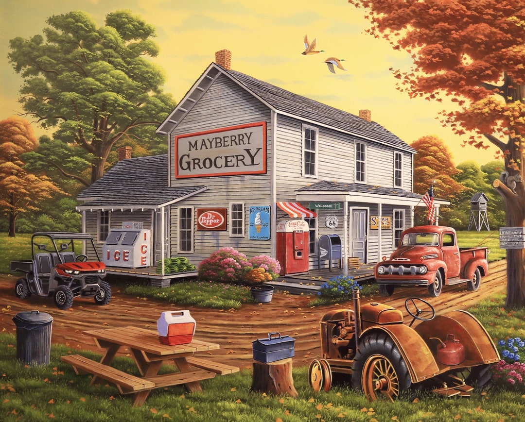 1565 Vintage Mayberry Grocery 100% Cotton Fabric Panel, 44" W X 35.5" L ...