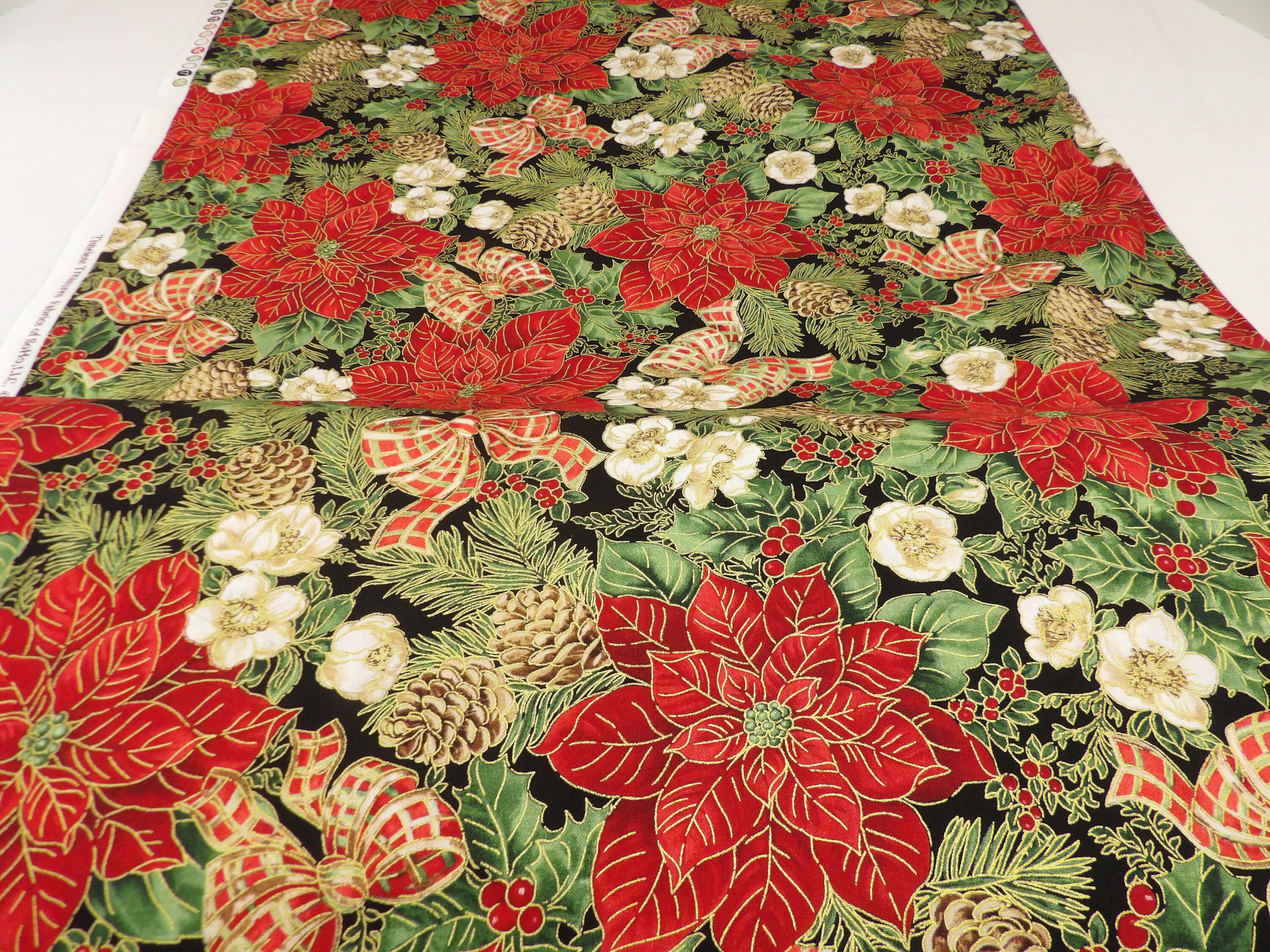 1468 Poinsettia Bouquets Cotton Fabric by the Yard Timeless | Etsy