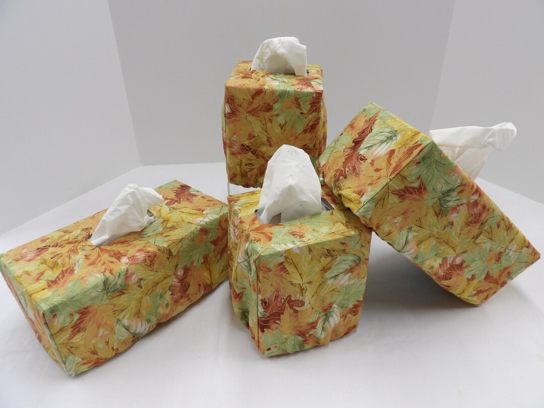 1284 Pastel Autumn Leaves Tissue Box Cover With Muted Soft Colors ...