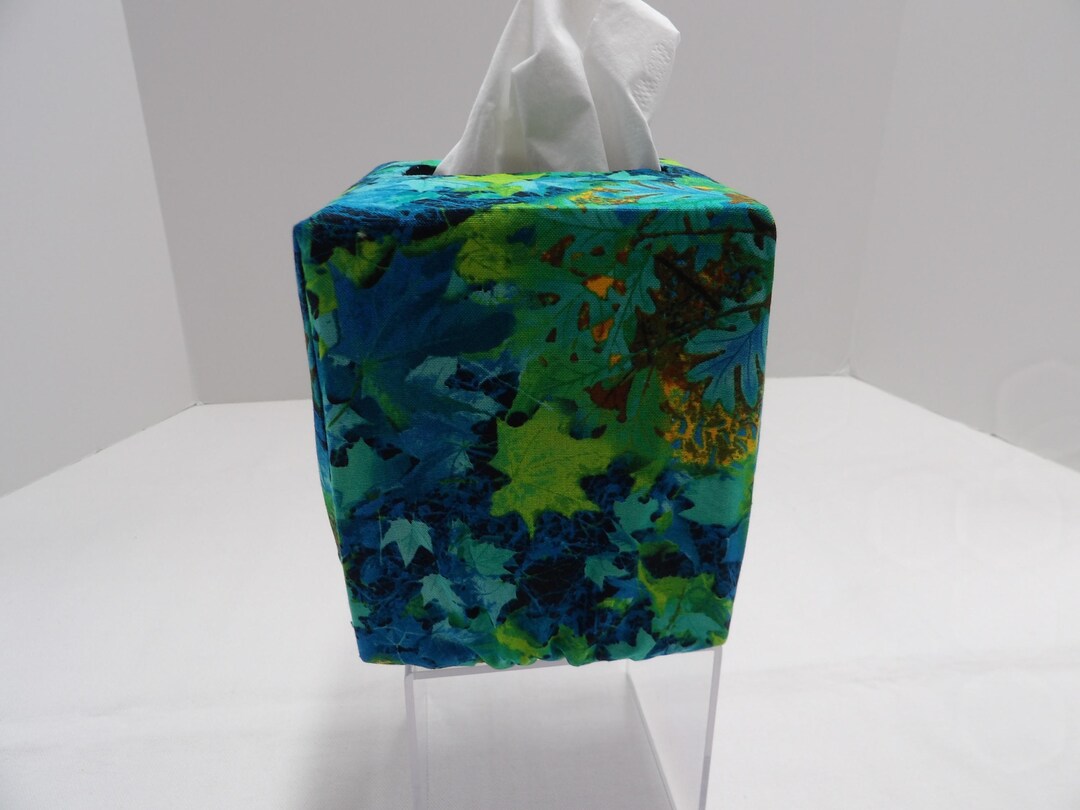 1119 Woodland Theme Tissue Box Cover: Turquoise Blue & Lime Green ...