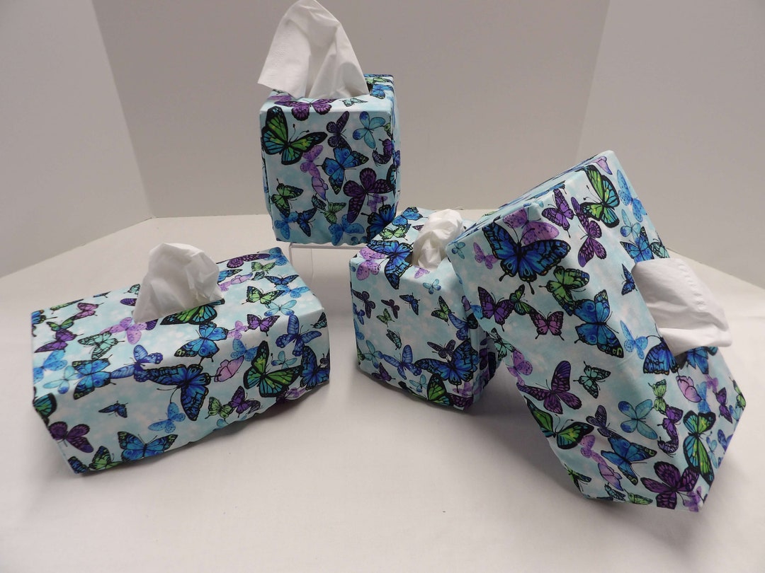 1307 Pastel Butterflies Tissue Box Cover. Square, Rectangular Tissue ...