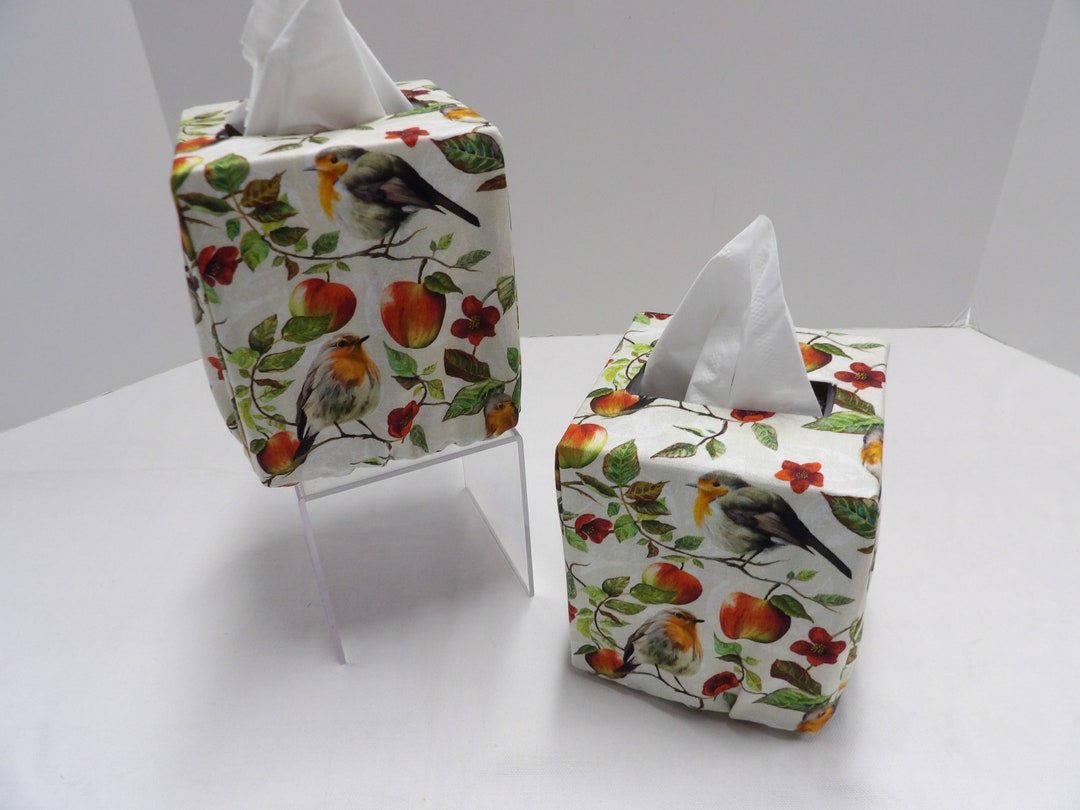 1656 Bird Lovers Square Tissue Box Covers: Robins on Apple Tree ...