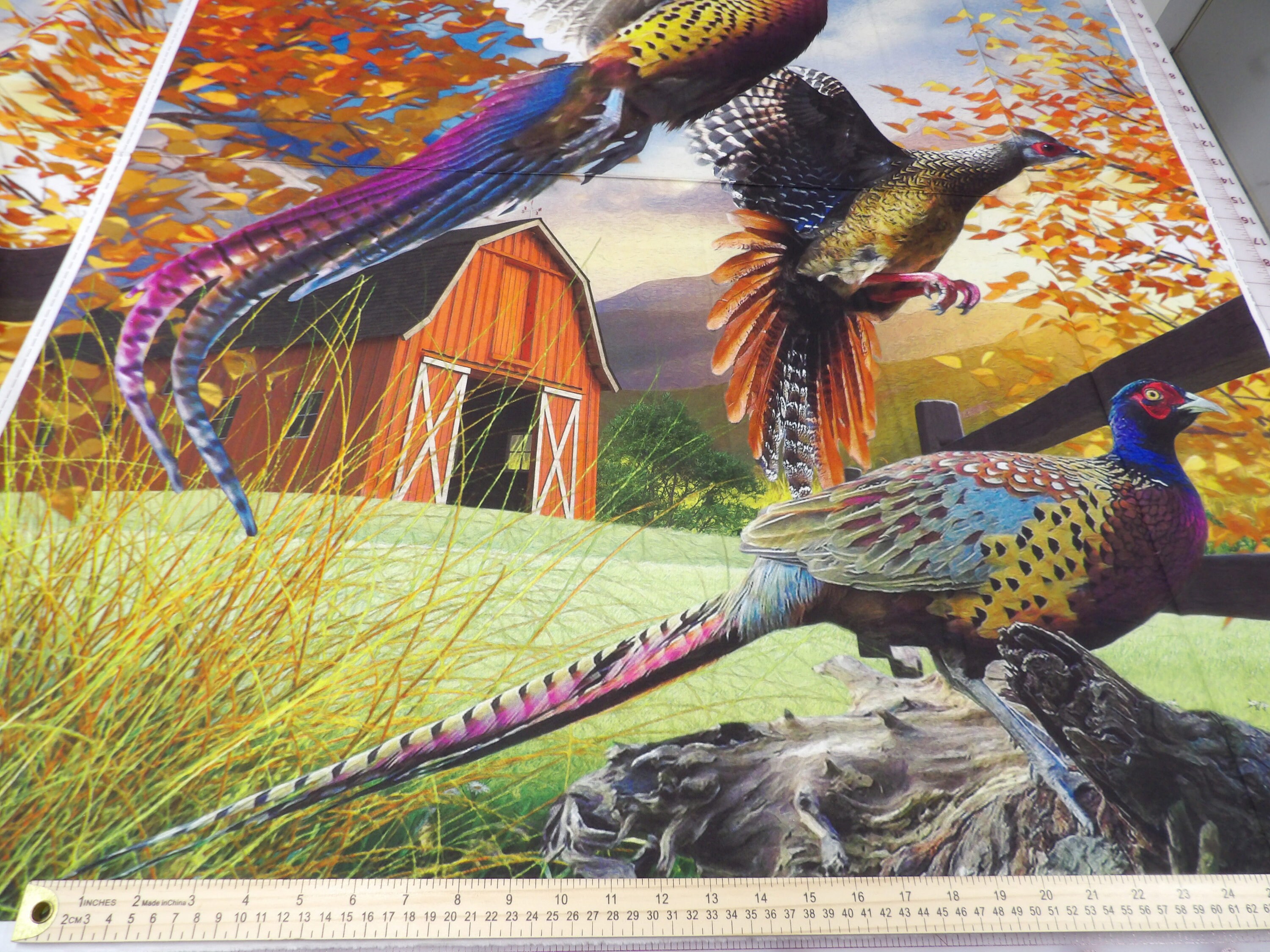 1693 Pheasant Trio Panel - David Textiles Digital Fabric - 35.5" X 45 ...