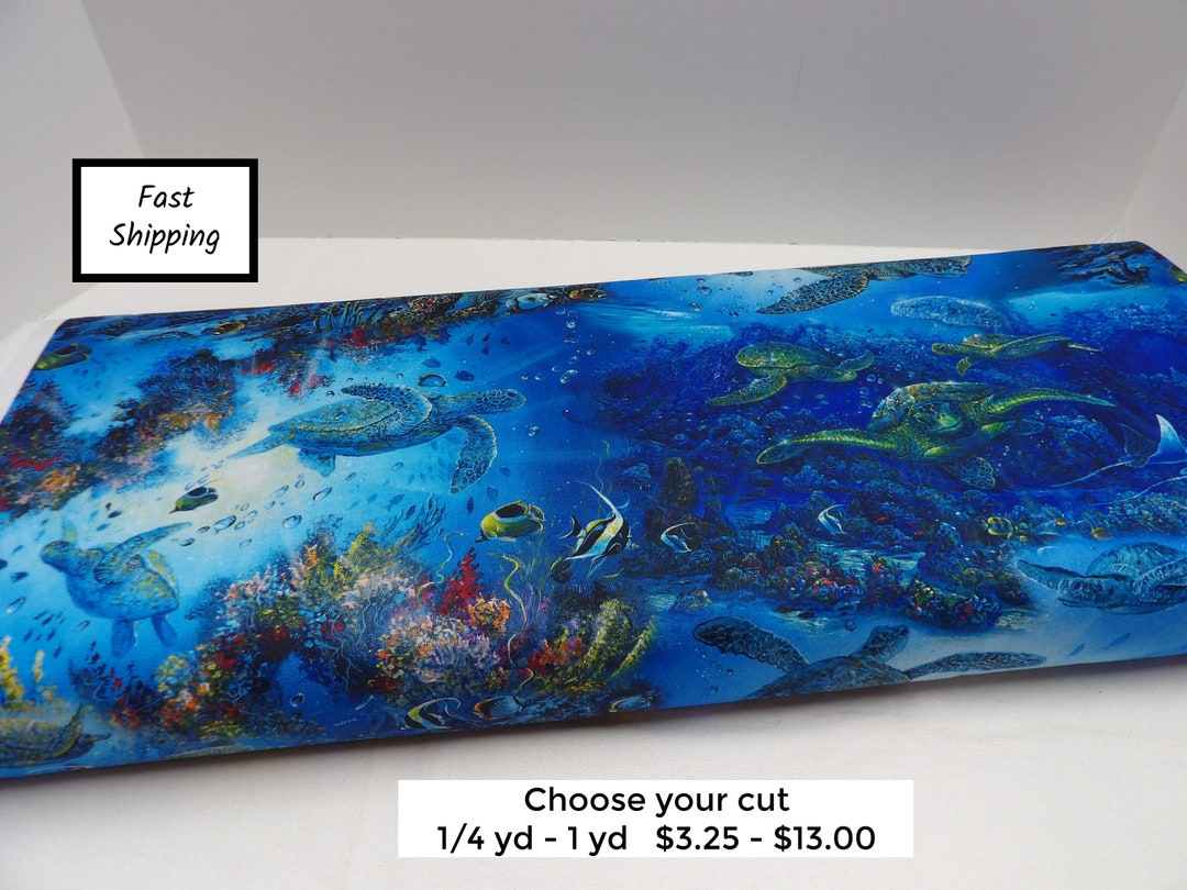 1499 Underwater Sea Life Cotton Fabric by the Yard. Choose Your Cut ...