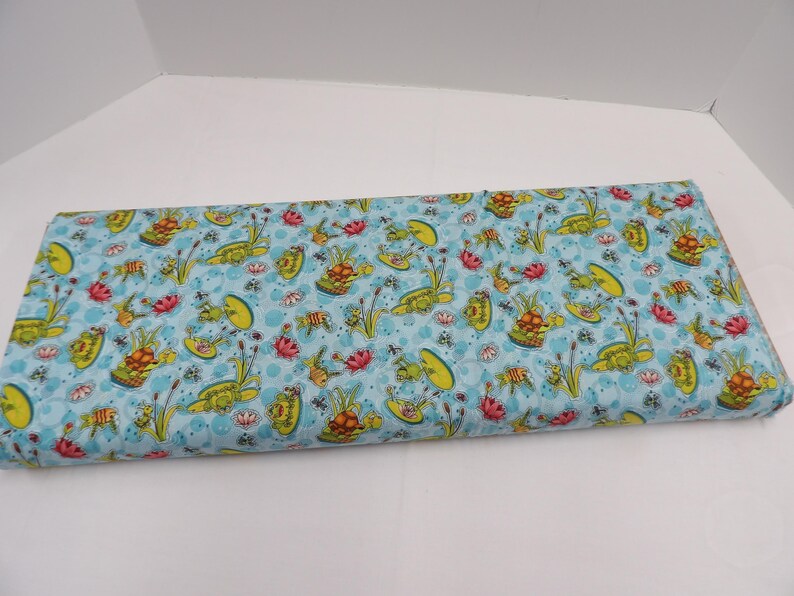 1415 Whimsical Pond Creatures 100% Cotton Fabric With Light Teal ...