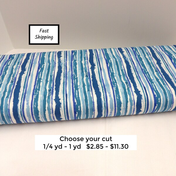 Teal Stripe Fabric - Etsy