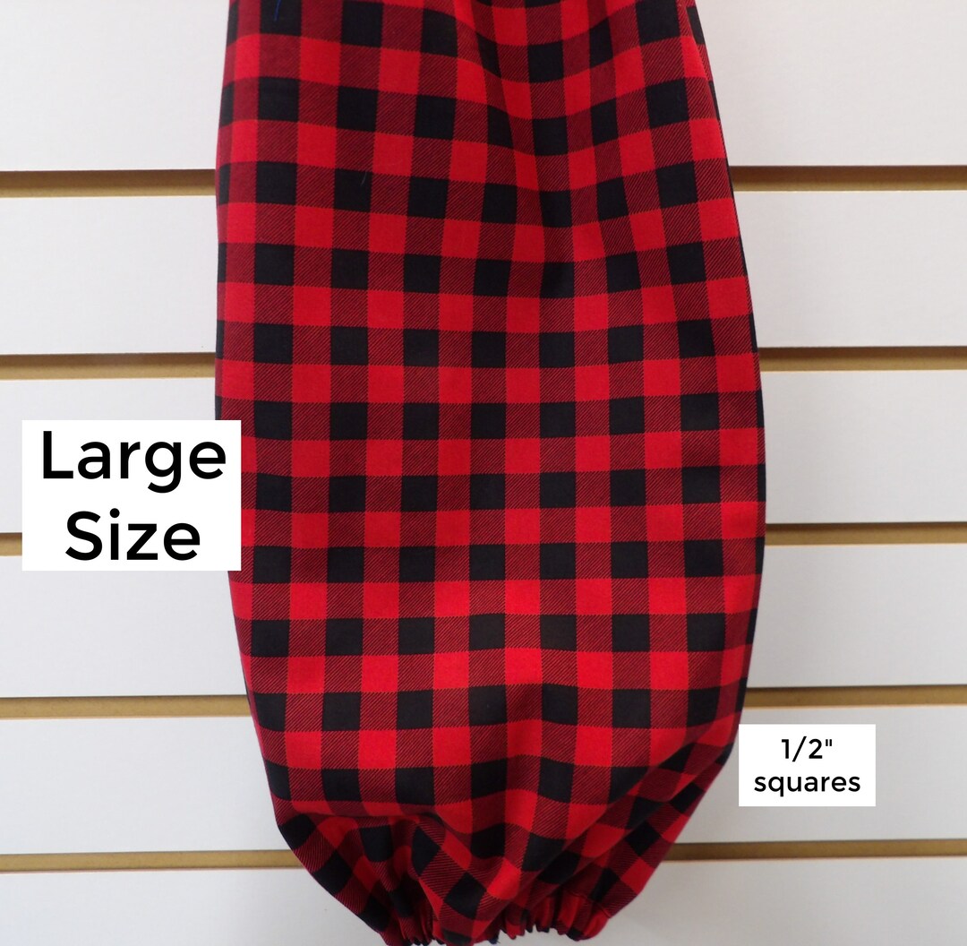 1452 Red & Black Buffalo Check Fabric Plastic Bag Holder. Large 28 L ...