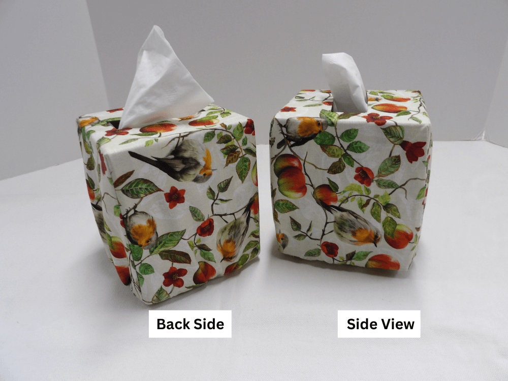 1656 Bird Lovers Square Tissue Box Covers: Robins on Apple Tree ...