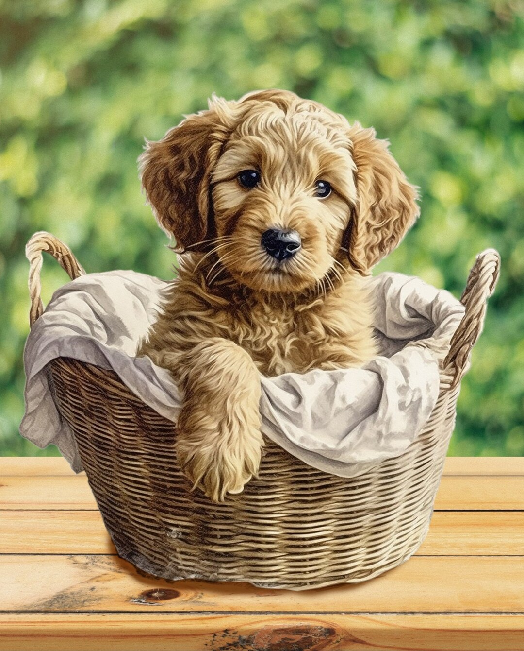 1649 Baby Goldendoodle 100% Cotton Fabric Panel - David Textiles, 34.5 ...