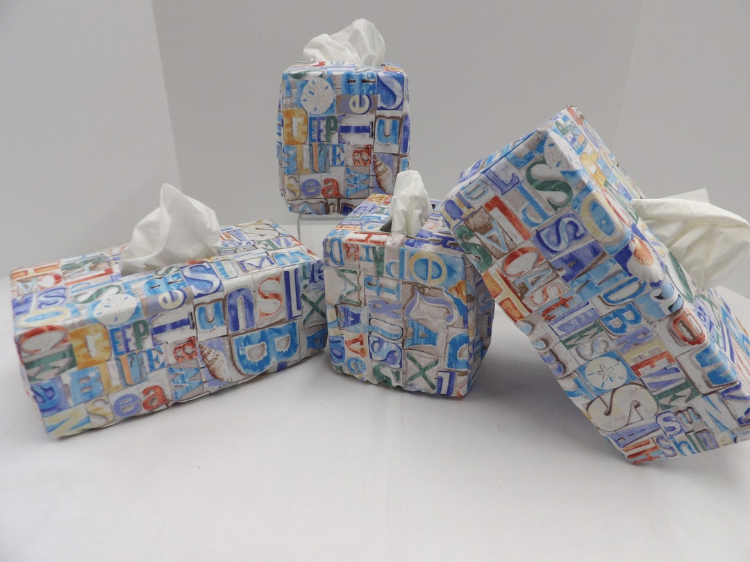 1348 Beach Decor Tissue Box Cover Square, Rectangular Beach Theme ...