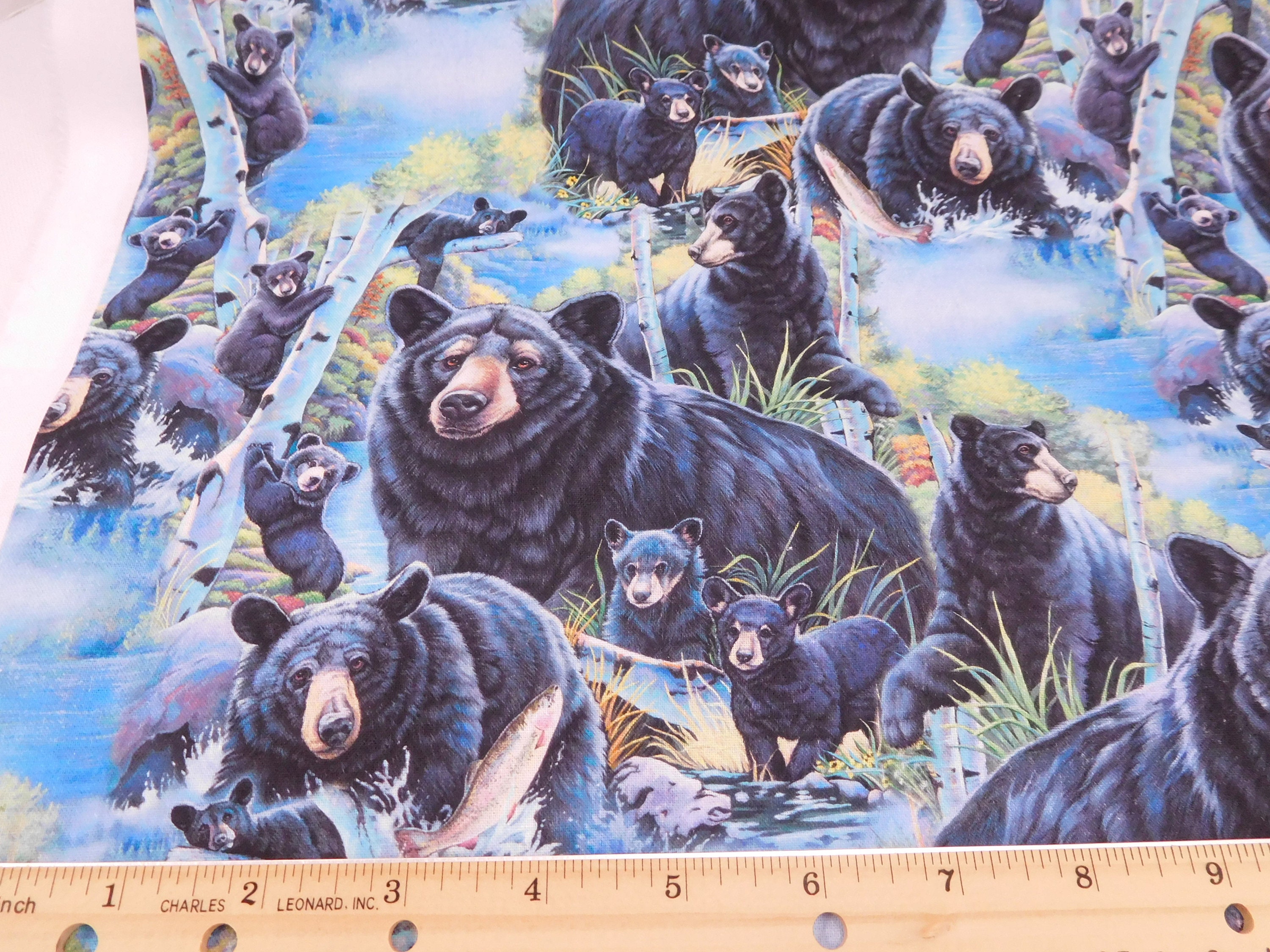 1261 Black Bear Families Fabric by the Yard Mama Bear and - Etsy