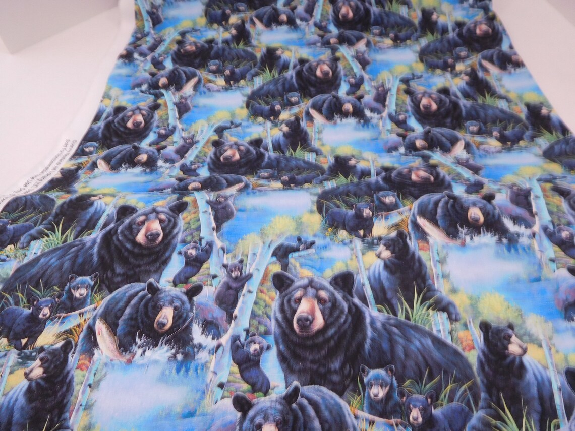 1261 Black Bear Families Fabric By the Yard Mama Bear and | Etsy