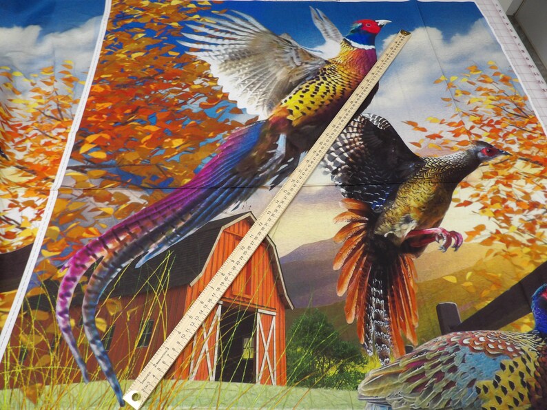 1693 Pheasant Trio Panel - David Textiles Digital Fabric - 35.5" X 45 ...