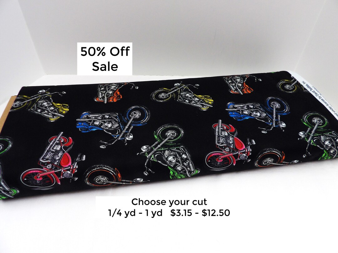 1262 Motorcycle Fabric by the Yard; David Textiles, Fat Quarters, Dirt ...
