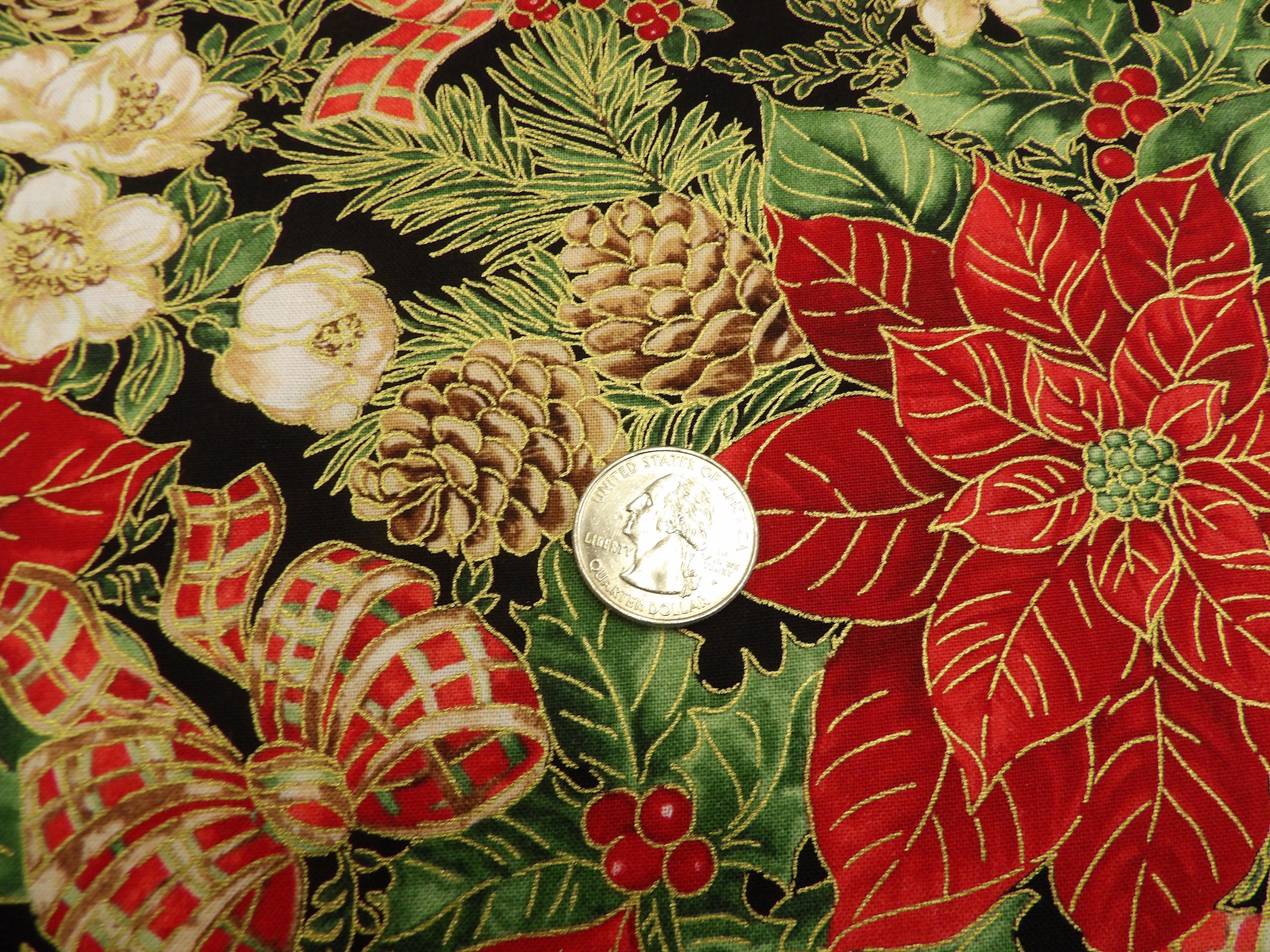 1468 Poinsettia Bouquets Cotton Fabric by the Yard Timeless - Etsy
