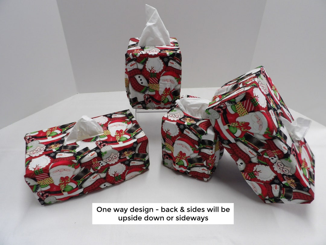 1484 Christmas Holiday Tissue Box Cover With Santa, Mrs. Claus, Snowmen ...