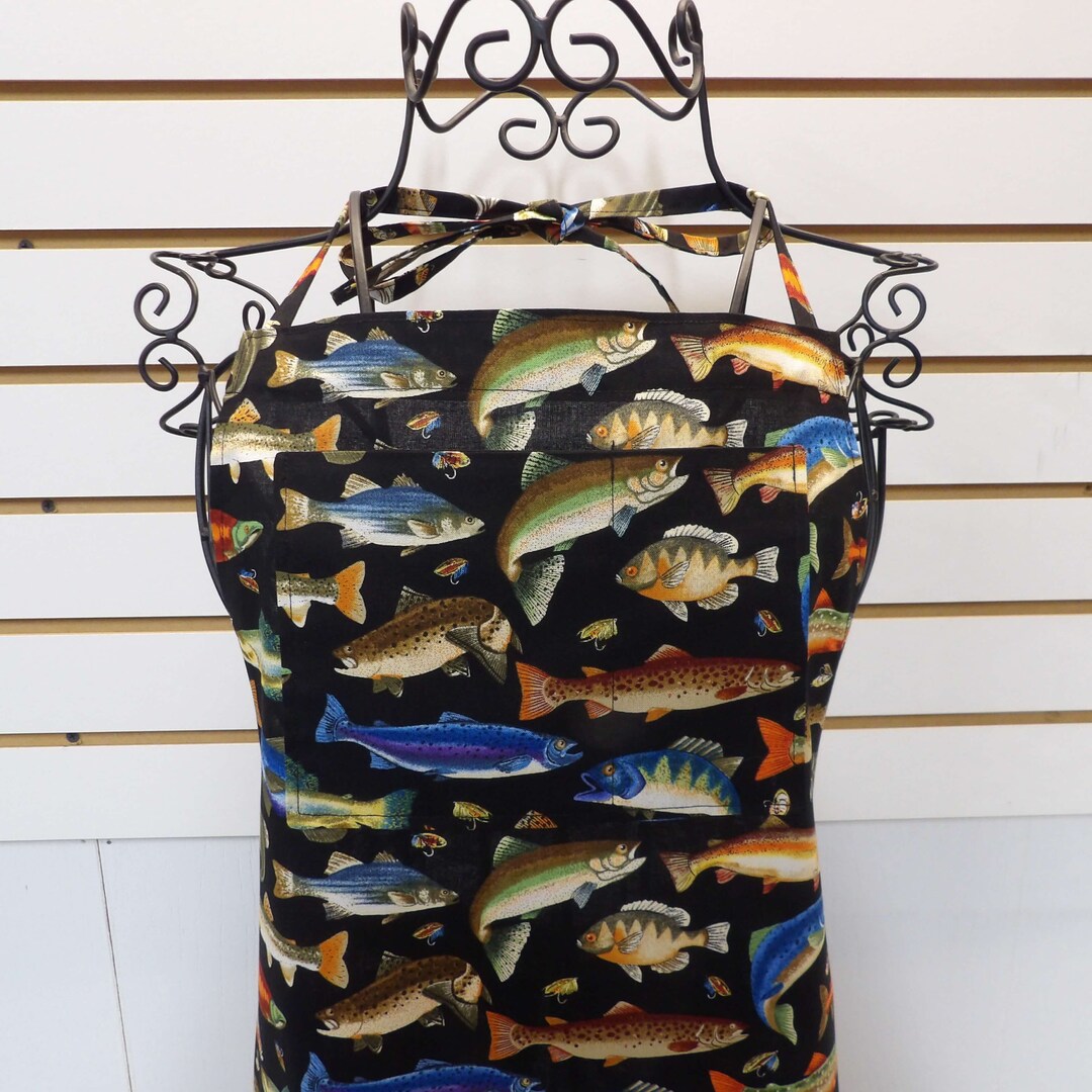 1689 Rustic Fishing-themed Full Apron With Pockets: Perfect Gift for ...