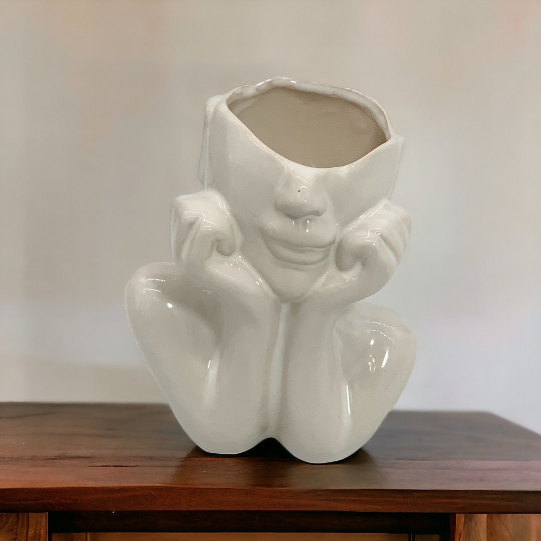Ceramic Vase Face Simulation Body Art Vase Sculpture Home Decor Shelf ...