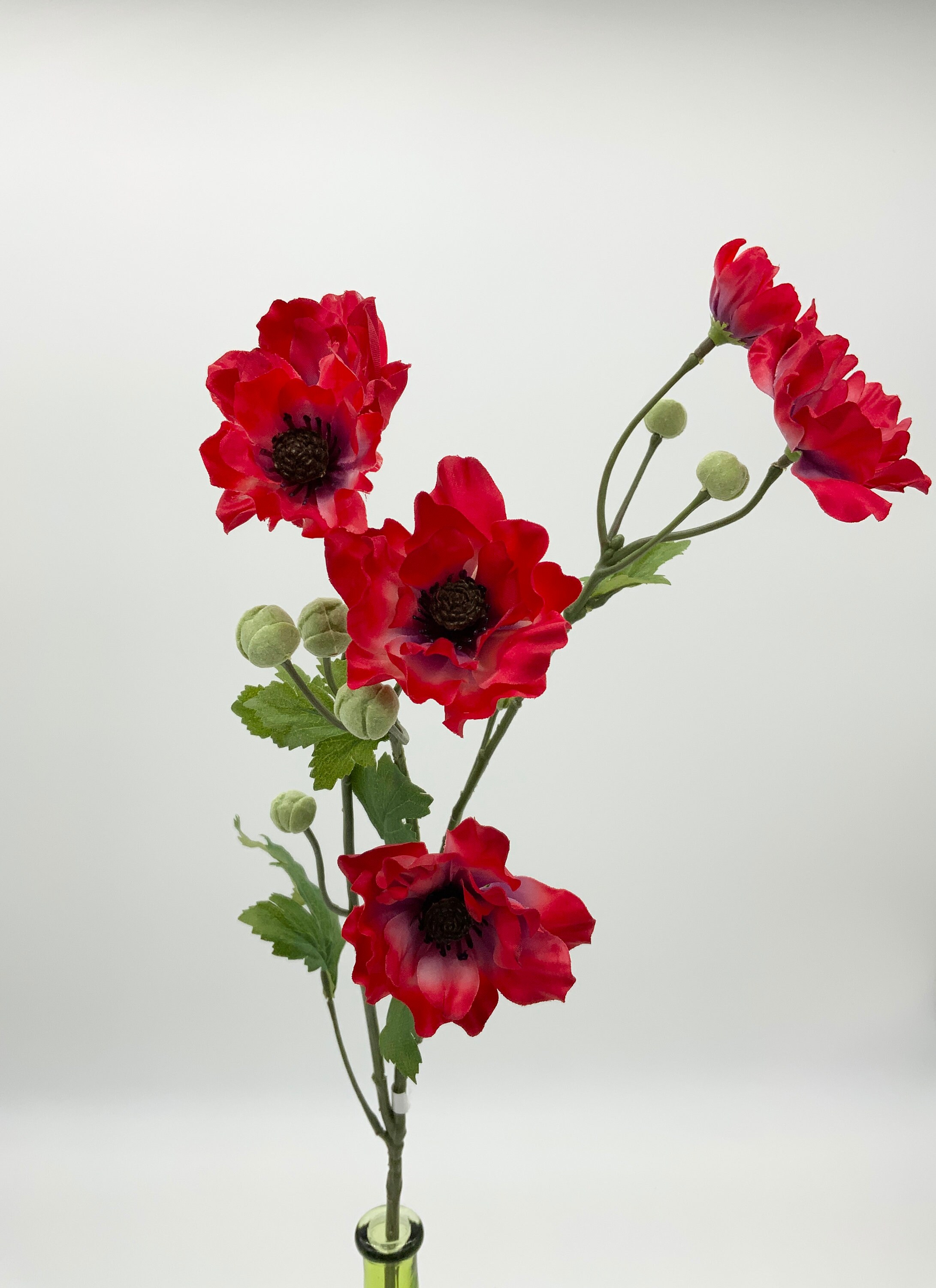 Red Anemones Flowers Real Touch Flowers 6 Head Stem DIY Wedding Bridal ...